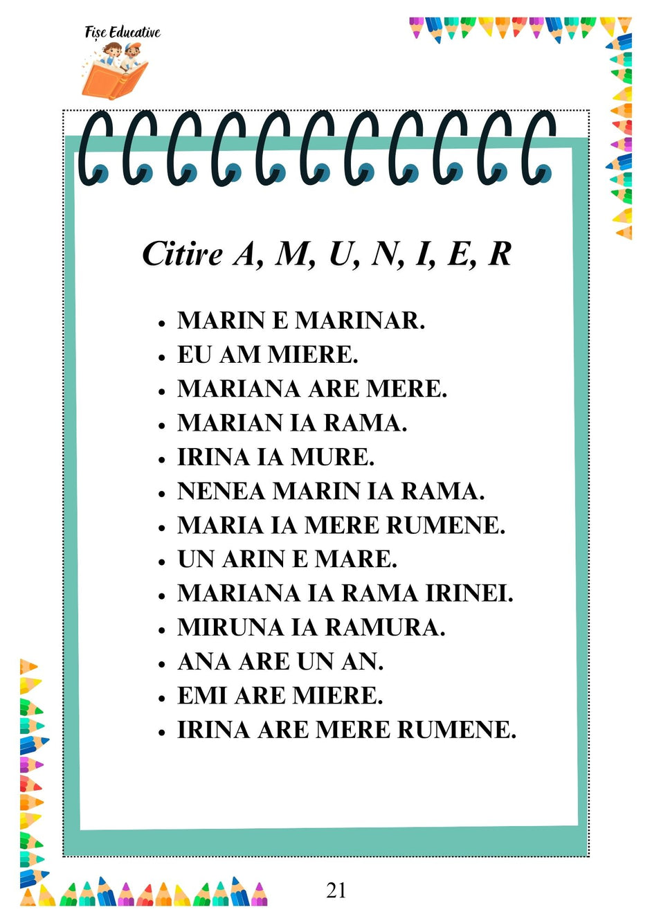 Fișe de citit pentru clasa pregătitoare PDF – 216 pagini – Fise Educative